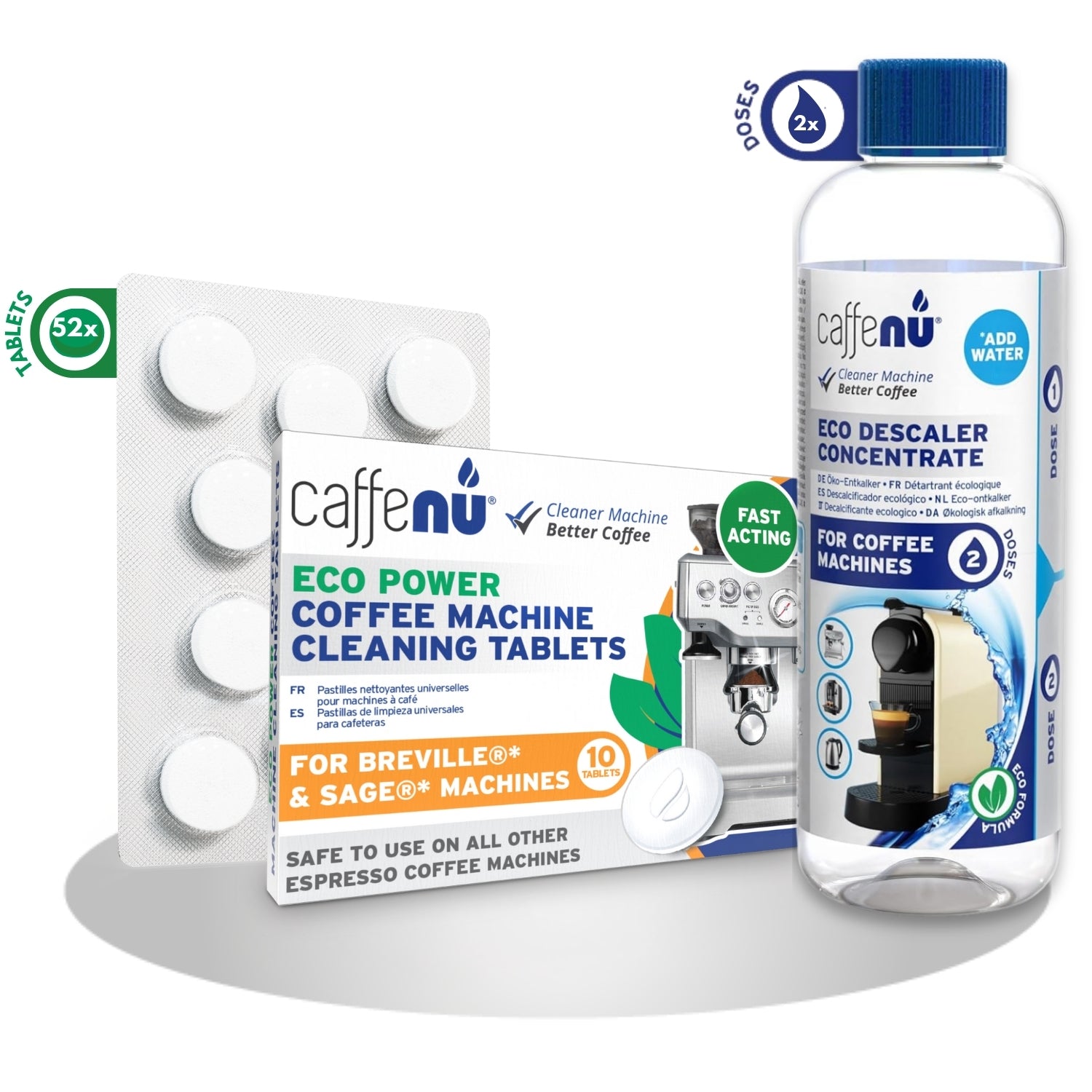 Caffenu® Eco Power Cleaning Tablets & Descaler Kit - Compatible with a ...